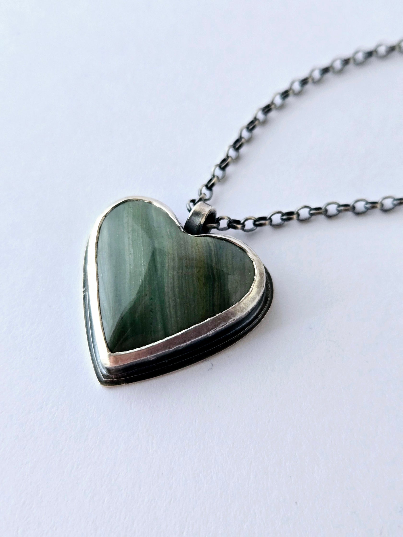 Larsonite Jasper Heart pendant – Flying Crow Metalworks