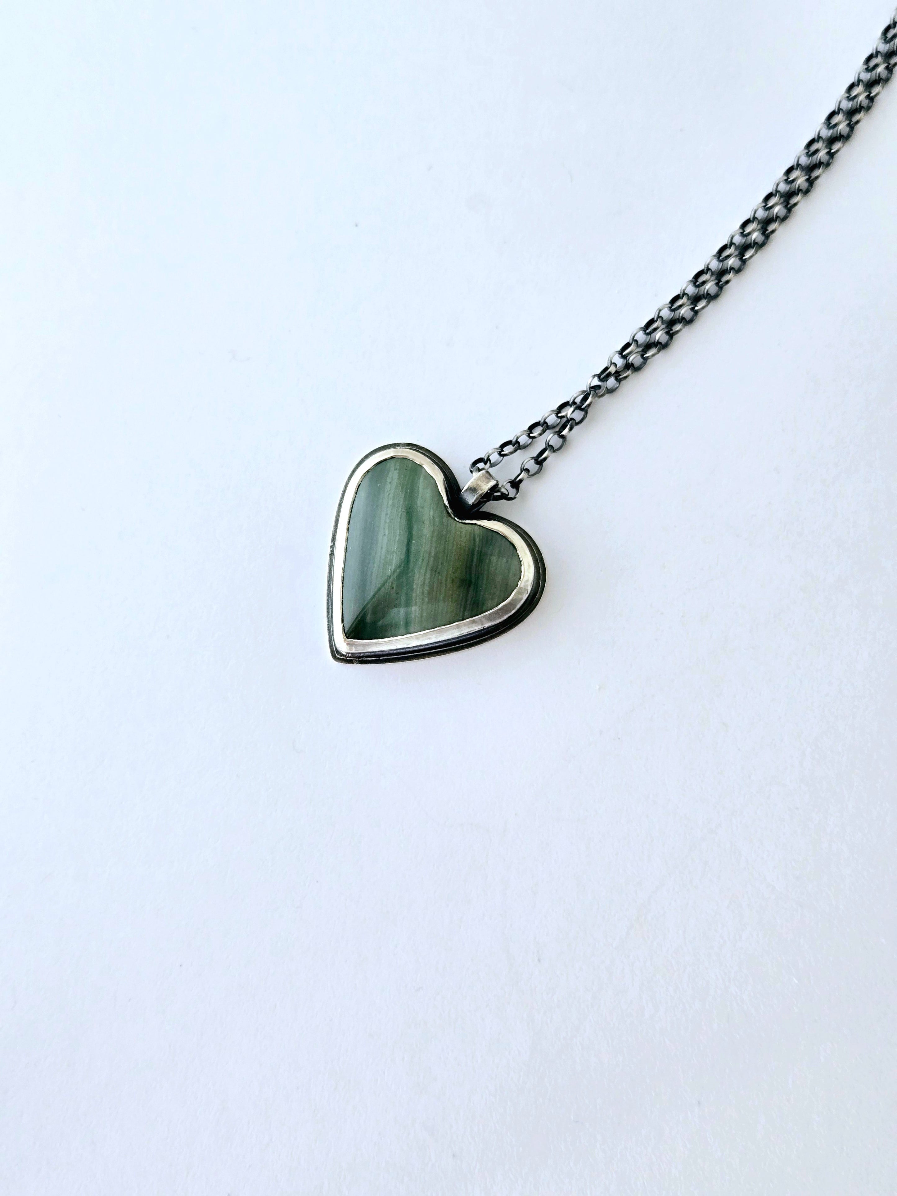 Larsonite Jasper Heart pendant – Flying Crow Metalworks