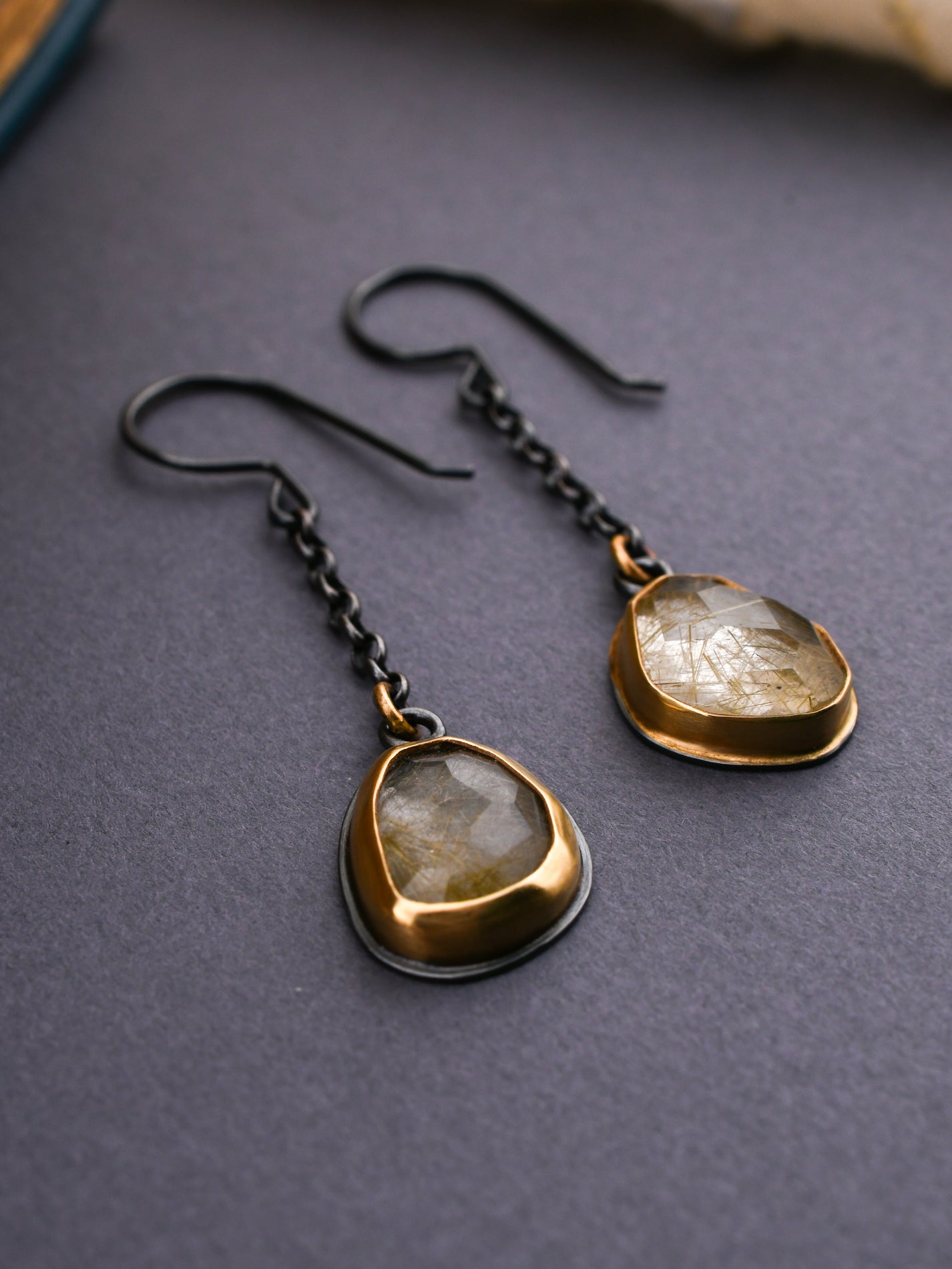 Chain Drop Earrings: Golden Rutilated Quartz-SS/14k – Flying Crow ...