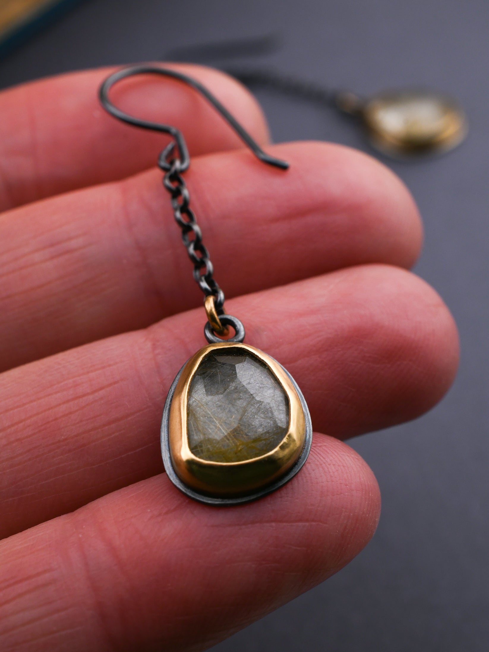 Chain Drop Earrings: Golden Rutilated Quartz-SS/14k – Flying Crow ...